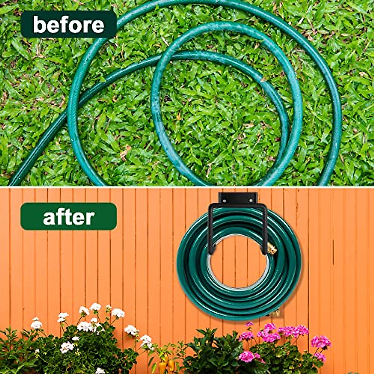 Metal Garden Hose Holder - Water Hose Hanger Wall Mount, Heavy Duty Hose Holder Hose Hook Holds Up to 150Ft for Outside Garden Hose, Expandable Hose, Hose Reel, Water Hose, Pocket Hose, Flexable Hose
