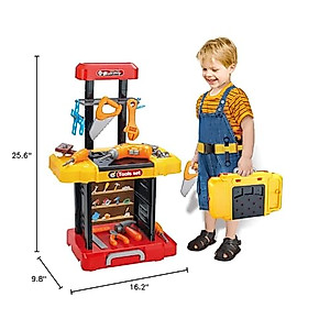Kids Tool Bench with Electric Drill Toddler Workbench Tools Set for Kids Pretend Play Learning Toy Tool Set, Indoor & Outdoor Toys for 2 Year Old Boys Toy