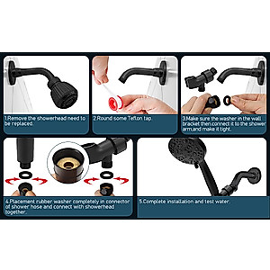 ZYlifemagic High Pressure 10-mode Shower Head With Handheld - Anti-clog Nozzles, Stainless Steel Hose, Cleaning Fuctions For Tubstiles Pets Wall And Overhead Brackets Cleaning -MatteBlack