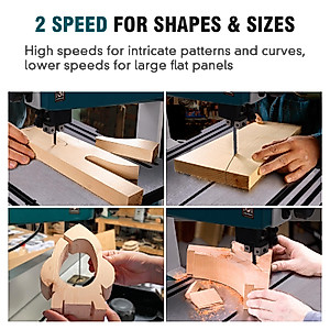 3 Amp 9-Inch Benchtop Band Saw, 2-Speed（1700/2500FPM）with 360° Work Light, Miter Gauge & Rip fence, Steel Base, Band Saws for Woodworking