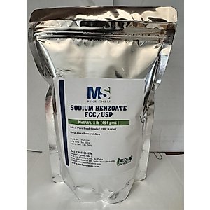 MS Finechem Sodium Benzoate 100% Purity Food Grade Preservative Additive - 1 LB