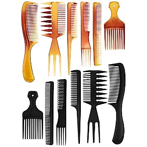 Expressions 12pc Styling Combs, Hair Comb Set for All Hair Types, Professional Barber Supplies, Durable Material, Gentle on Hair