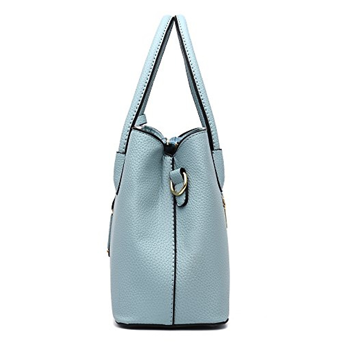 Covelin Women's Top-handle Cross Body Handbag Middle Size Purse Durable Leather Tote Bag Light Blue