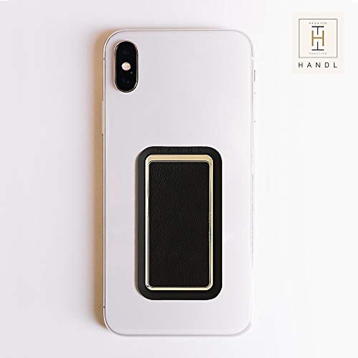 HANDL New York HANDLstick Black and Gold Professional Leather Collection Grip and Stand for Smartphone