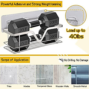 SIXDOVE Shower Caddies 2 PACK - No Drilling Adhesive Shower Organizer with Hooks, Rustproof SUS304 Stainless Steel Bathroom Shower Shelf, Shower Rack Large Shower Holder & Kitchen Storage (Silver)