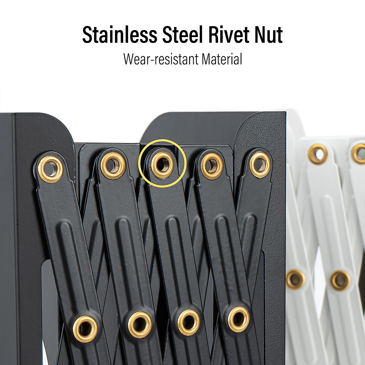 Expandable Bookend, Adjustable Metal Book End, Desk Magazine File Organizer Holder, Desk Organizer and Accessories for Office, Books, Papers, Extends up to 19 Inches (White)