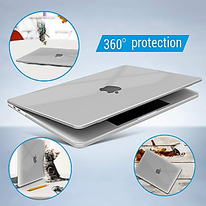 IBENZER Compatible with 2024 2023 M2 MacBook Pro 13 Inch Case 2024-2016 M1 A2338 A2289 A2251 A2159 A1989 A1706 A1708, Hard Shell Case&Keyboard Cover&Type C for Mac Pro 13,Crystal Clear,T13CYCL+1TC