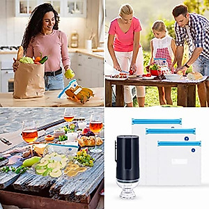 Vacuum Sealer Bags, 35PCS Food Saver Vacuum Sealer Machine Set for Sous Vide Cooking, Handheld Mini Vacuum Sealer with 15 PCS Reusable Sous Vide Bags, 4 Cooking Clips, 4 Sealing Clips & 10 Air Valves
