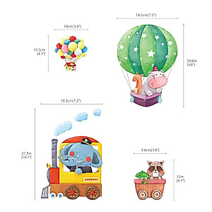DECOWALL DA4-1406 Animal Train and Hot Air Balloons Kids Wall Stickers Wall Decals Peel and Stick Removable Wall Stickers for Kids Nursery Bedroom Living Room décor