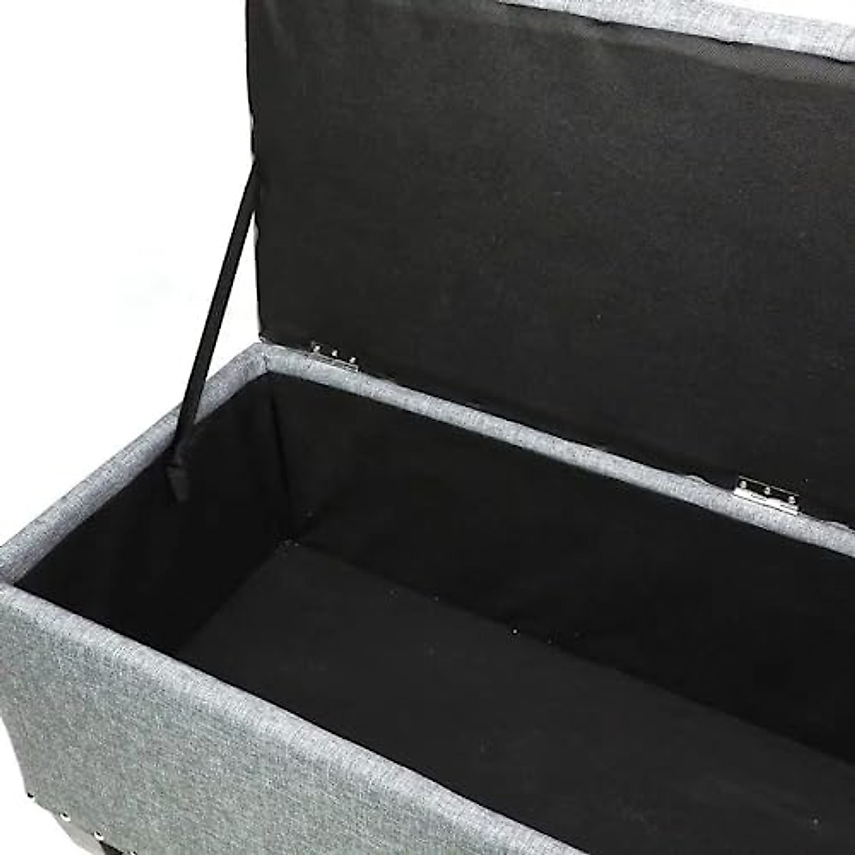 MoNiBloom 42 Inch Long Storage Ottoman for Bedroom, Contemporary Grey Linen Tufted Bench Footrest Foot Stool Upholstered Rectangular Ottoman with 40L Inner Space, 660 Lbs Capacity