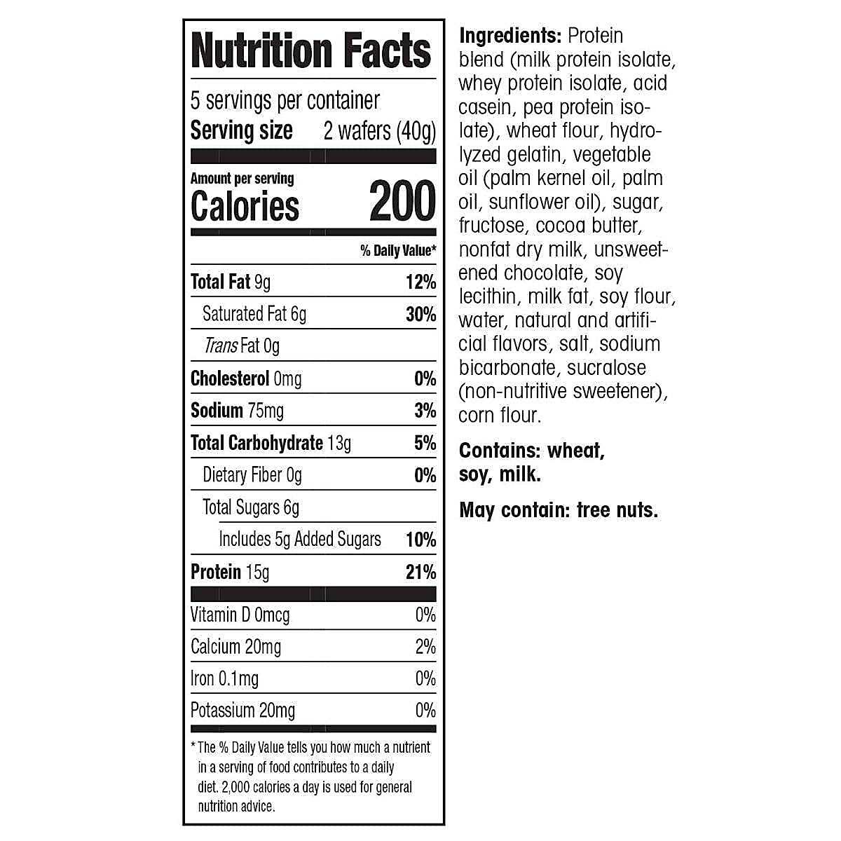WonderSlim Protein Wafer Snack Bar, Vanilla, 200 Calories, 15g Protein, 0mg Cholesterol (5ct)