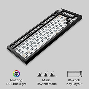EPOMAKER Next time Skyline Gasket-mounted 75% Hot Swappable Wired Gaming Keyboard DIY Kit with RGB Backlight, Rotary Knob, Compatible with 3Pin 5Pin Gateron/Cherry/Kailh/Otemu Switch (Black)