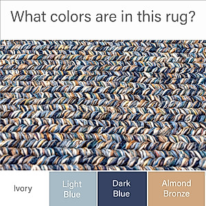 Super Area Rugs Rustic Farmhouse Living Indoor/Outdoor Reversible Braided Rug - Made in USA - Blue Mix 4' X 6' Oval