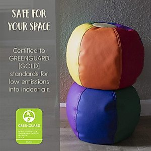 Factory Direct Partners 12267-AS SoftScape 10" Bean Puffs Seating Set for Toddlers and Kids, Colorful, Flexible and Lightweight for Daycare, Preschool, Home (2-Pack) - Assorted
