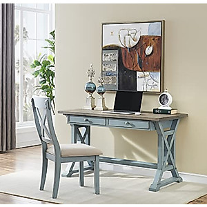 Coast to Coast Imports Two Drawer Writing Desk, Blue, 52" W x 26" D x 30" H