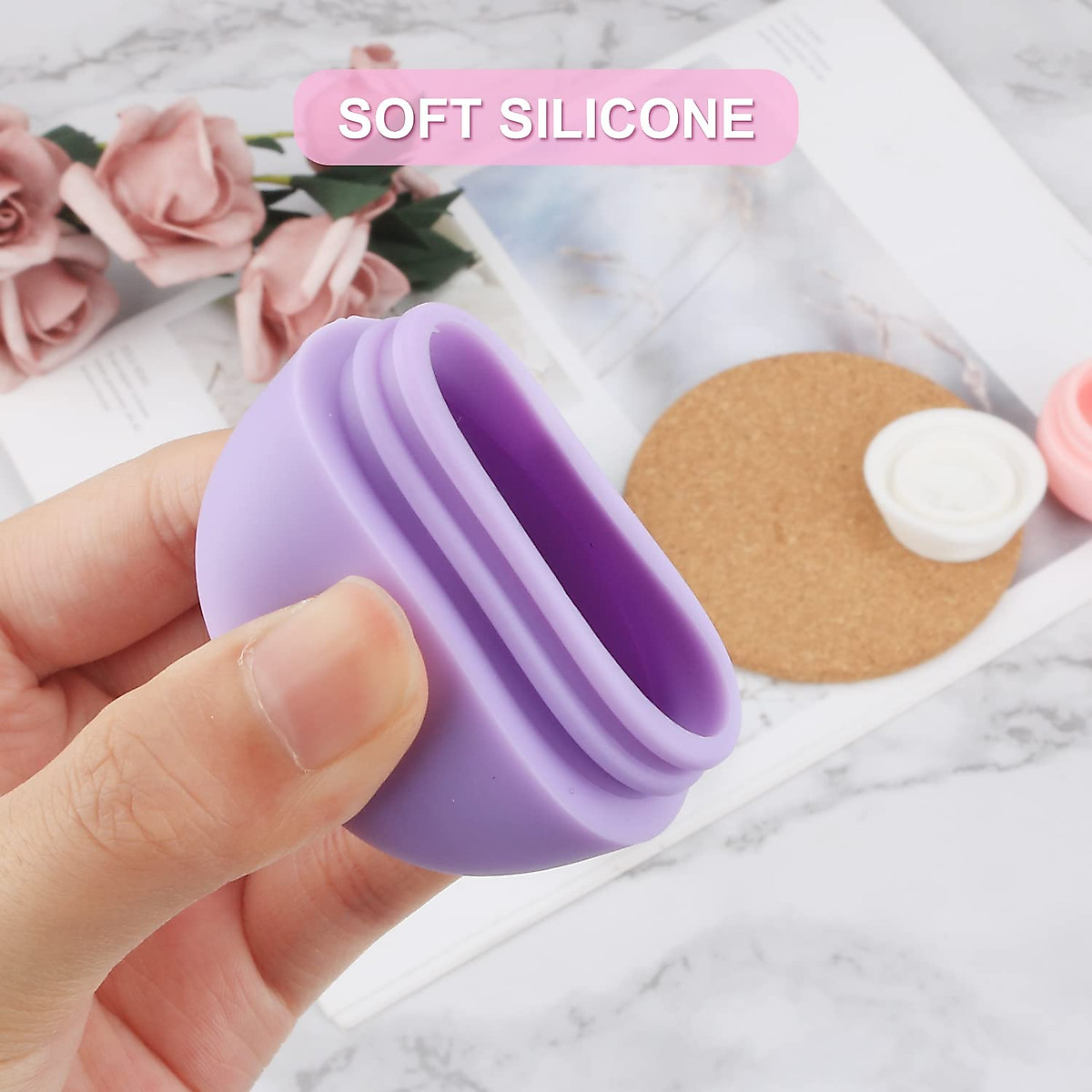 Silicone Travel Containers,3 Pack 20ml Silicone Cream Jars Makeup Sample Containers with Lids Portable Leakproof Jars For Cream Lotion Shampoo