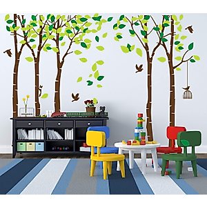 ANBER Giant Jungle Tree Wall Decal Removable Vinyl Sticker Mural Art Bedroom Nursery Baby Kids Rooms Wall Décor (Brown and Green)