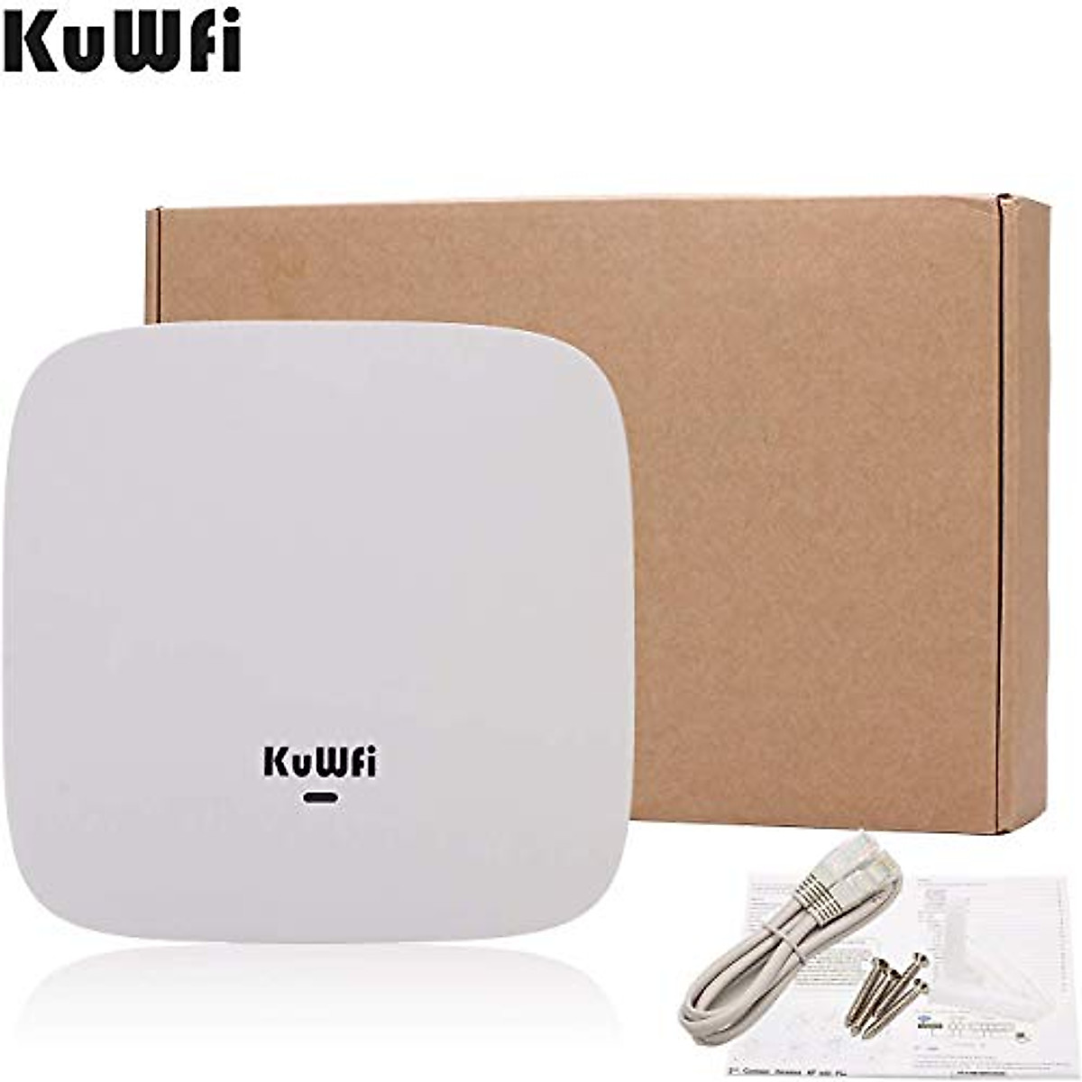 KuWFi Ceiling Mounted Wireless Access Point with Ethernet Port, Dual Band Wi-Fi AP Router with 48V POE Support Wall Mount for Wireless Coverage