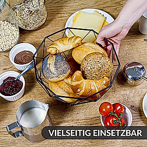 Fruit Bowl for Kitchen Counter - Fruit Basket for Kitchen Countertop - Black Fruit Bowls Vintage Style - Keeps Fruits and Vegetables Fresh - 10.2 x 4.7 x 5.3 in