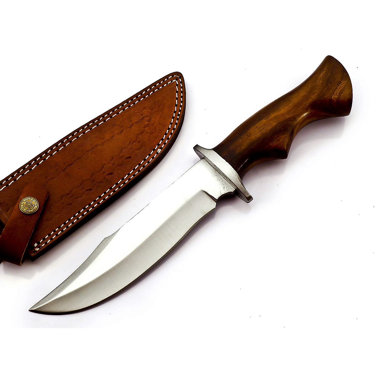 Nooraki - 12" Premium Handmade 440c Stainless Steel Bowie knife with leather sheath Razor Sharp, Multipurpose Knife with Rose Wood Handle for Everyday Carry, Camping, Hunting
