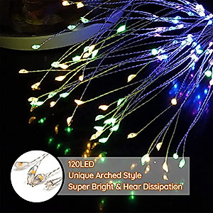 ITICdecor Solar Garden Lights Solar Firework Lights Upgraded 2Pack 120 LED Landscape Starburst Stake Fairy Light Outdoor Waterproof with 8 Modes for Garden Yard Flowerbed Pathway Decor