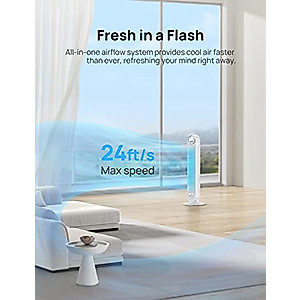 Dreo Tower Fan with Remote, Smart Oscillating Quiet Fans for Bedroom, Bladeless Standing Cooling Floor Fan with WiFi Voice Control Blow Cold Air, 4 Modes, 4 Speeds, 8H Timer, Works with Alexa/Google