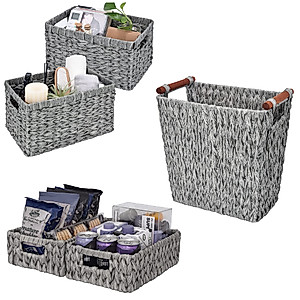 GRANNY SAYS Bundle of 3 Sets Woven Storage Baskets for Shelves