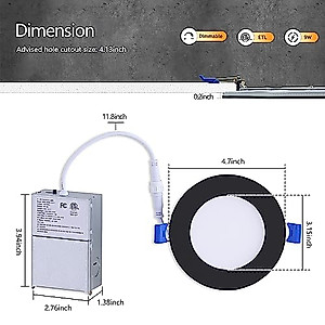 CycevSun 16 Pack Black Recessed Lights 4 Inch with Night Light, Canless Ultra Thin Wafer Downlight Soffit Ceiling Light with Junction Box, Dimmable & 5 Color Selectable, 9W, ETL & Energy Star