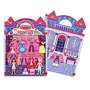 Melissa & Doug Puffy Sticker Set: Princess - 67 Reusable Stickers - Kids Fashion Activities, Restickable Princess Sticker Book, Puffy Princess Stickers For Kids Ages 4+
