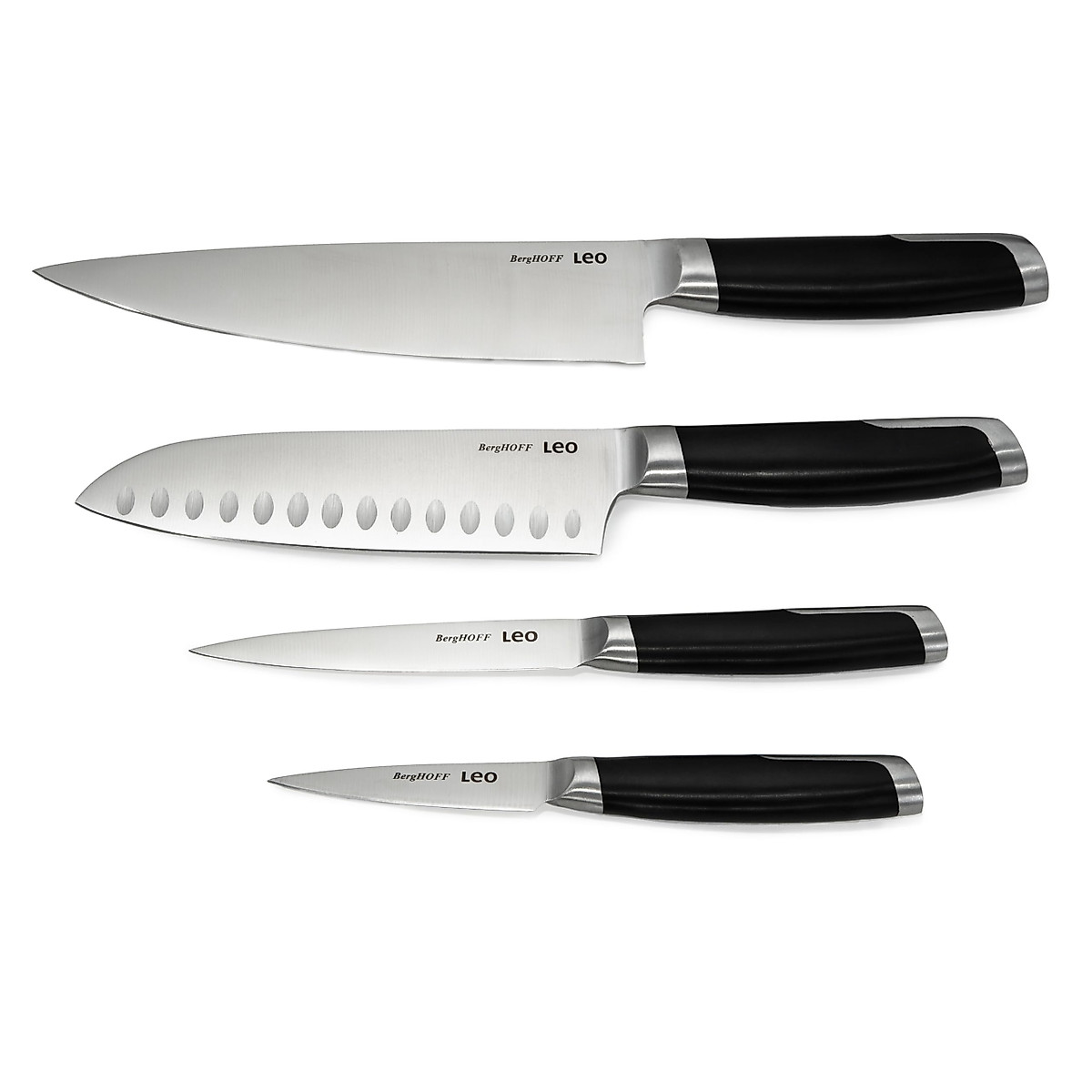 Berghoff Graphite Santoku Knife 7", Stainless Steel Sharp Wide Blade, Soft-touch Handle, Cutting Slicing Chopping Fruit Vegetable Fish Meat, Well Balanced