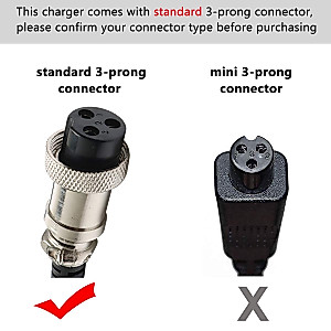 Upgrade 36W Electric Scooter Battery Charger for Razor E100 E200 E300 E150 E125 E175 E350 E400 E500 MX350 MX400 ZR350 E225S E325S PR200,Dirt Quad,Pocket Rocket Mod,Mini Chopper Scooter 3-Prong Inline