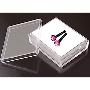 bodyjewellery 2pcs 18g 1mm Nose Stud Bone Straight Bar Nostril Ring Black Anodized Surgical Stainless Steel 2mm Crystal Choose Color (Rose)