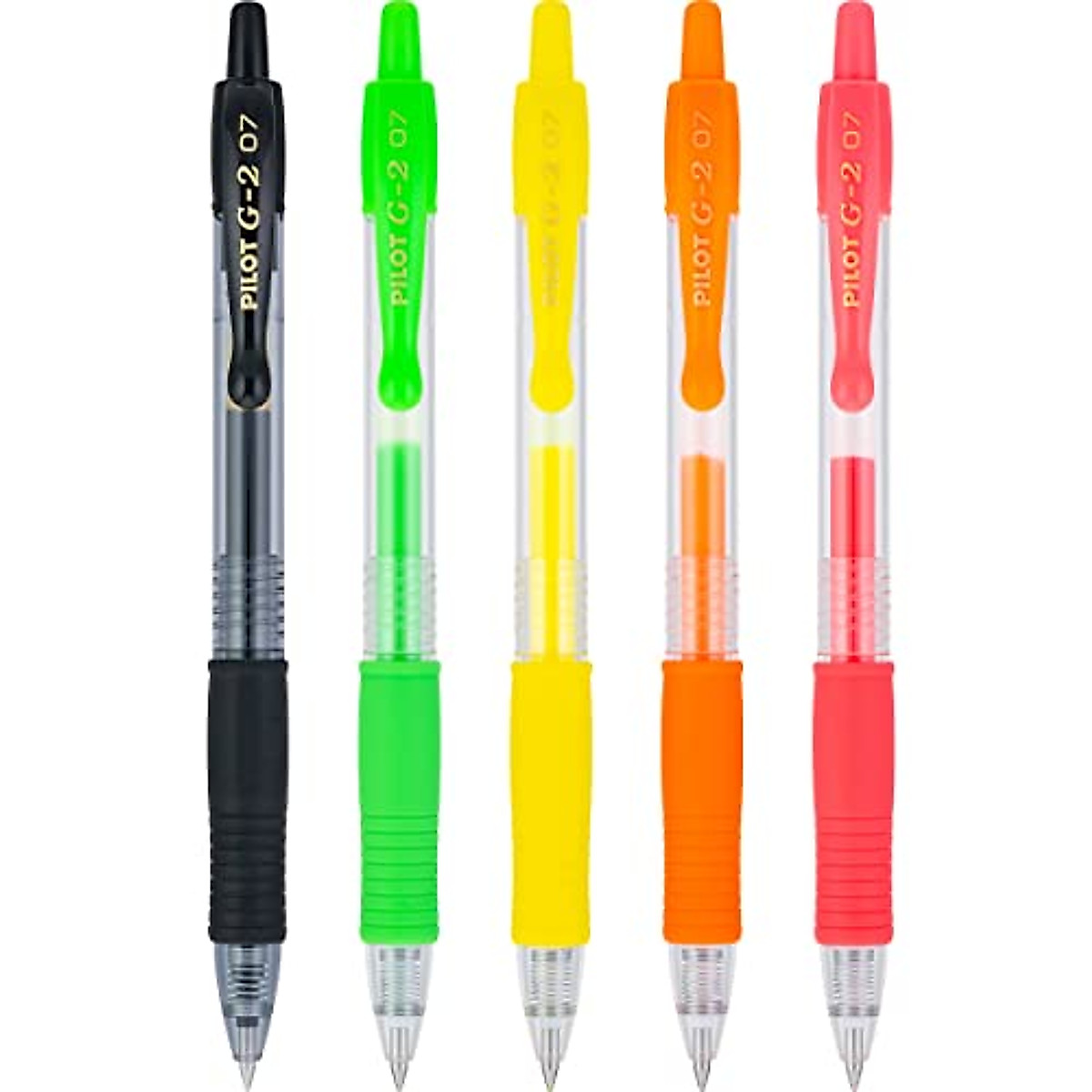 Pilot G2 Neon Gel Pen, Retractable, Fine 0.7 Mm, Assorted Neon Ink and Barrel Colors, 5/Pack