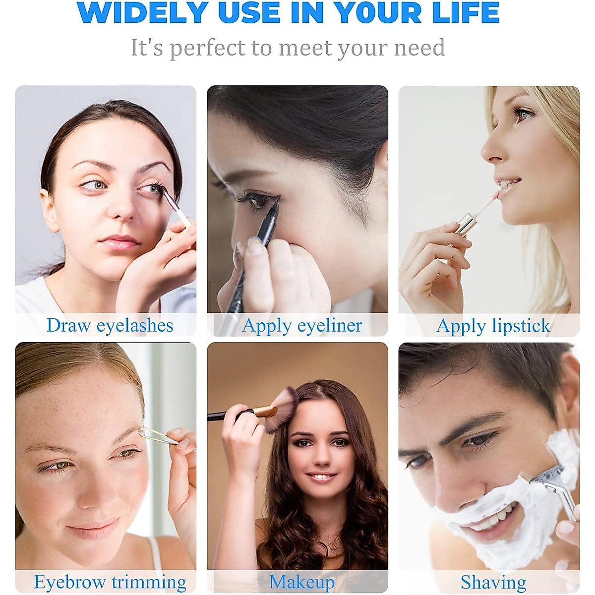 Bathroom Folding Makeup Mirror ,Hotel Bathroom Rotating Telescopic Mirror Wall Hanging Beauty Triple Zoom Single Side Makeup Mirror 8 Inch Free Punch-Square Bottom