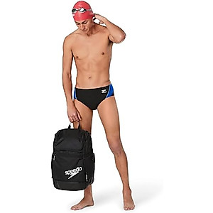 Speedo Men's Swimsuit Brief Endurance+ Splice Team Colors Black/Blue Spark, 38