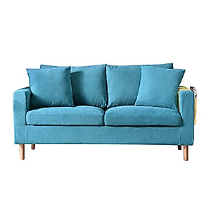 Sofa Couch Loveseat Sofa Chair Cotton and Linen Fabric 2-Seater Sofa Modern Decor Furniture Love Seat Couch with 2 Throw Pillows for Living Room Bedroom Office and Small Space