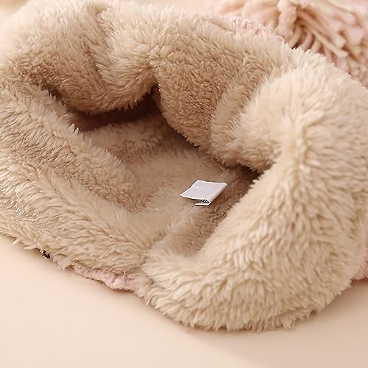 Baby Winter Beanies Cold Weather Hats Knitted Wool Pompom Hat Ear Flap Fleece Lined Beanie Hat for Newborn Baby 0-24M