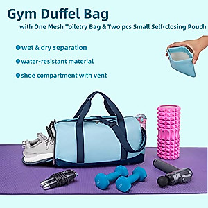 Gym Duffle Bag for Women with Wet Pocket Shoes Compartment Carry On Bag Weekender Overnight Duffel Bag with Shoe Compartment Wet Pocket