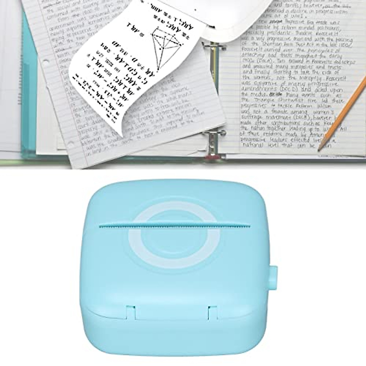 EBTOOLS Pocket Phone Printer, 200DPI Mini Portable Thermal Printing Machine, Black and White, with Printing Paper, for Picture, Memo, Blessing, Schedule, Label(Blue)