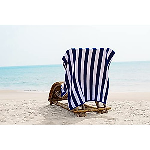 LANE LINEN 100% Cotton Beach Towel with Bag Towels 4 Pack 36"x72" Bath Cabana Stripe Pool Highly Absorbent Large Quick Dry Travel - Blue