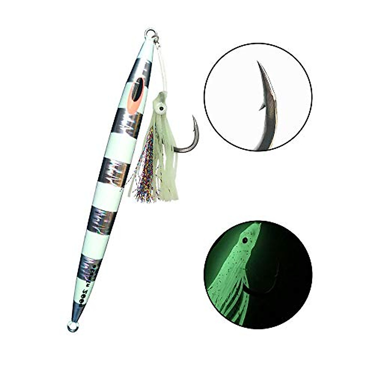 Otomin Glow Fast Speed Vertical Jigging Lures Saltwater Metal Pitching Falling Fish Jigs Artificial Baits Lead Jigging Fishing Plugs 100g 150g 200g 250g 300g 400g (4 Colors, 400g)