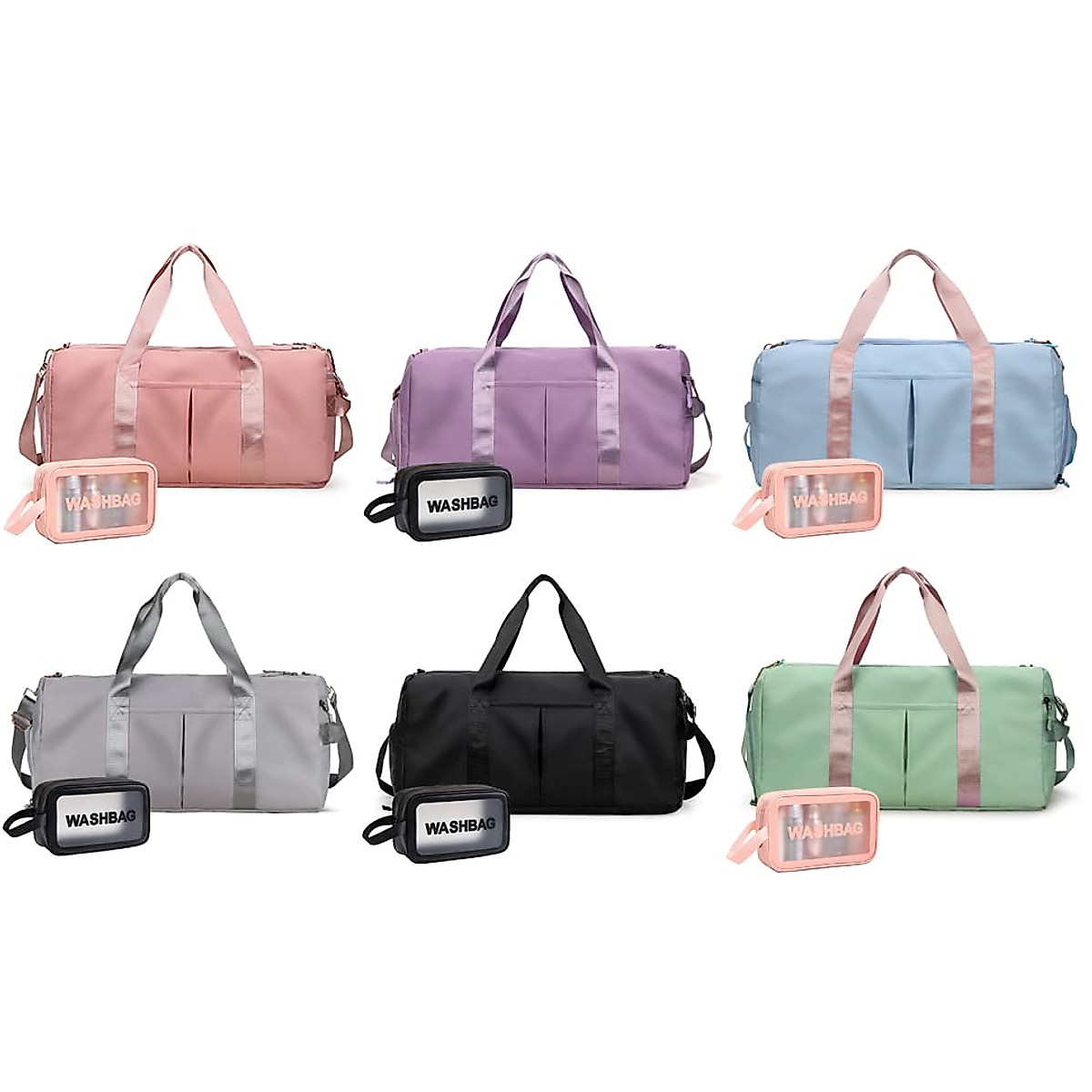 Gym Duffle Bag for Women Men Sport Travel Duffle Bag with Toiletry Bag, Small Gym Bag with Wet Pocket & Shoe Compartment, Overnight Bag Hospital Bags for Labor and Delivery - Pink