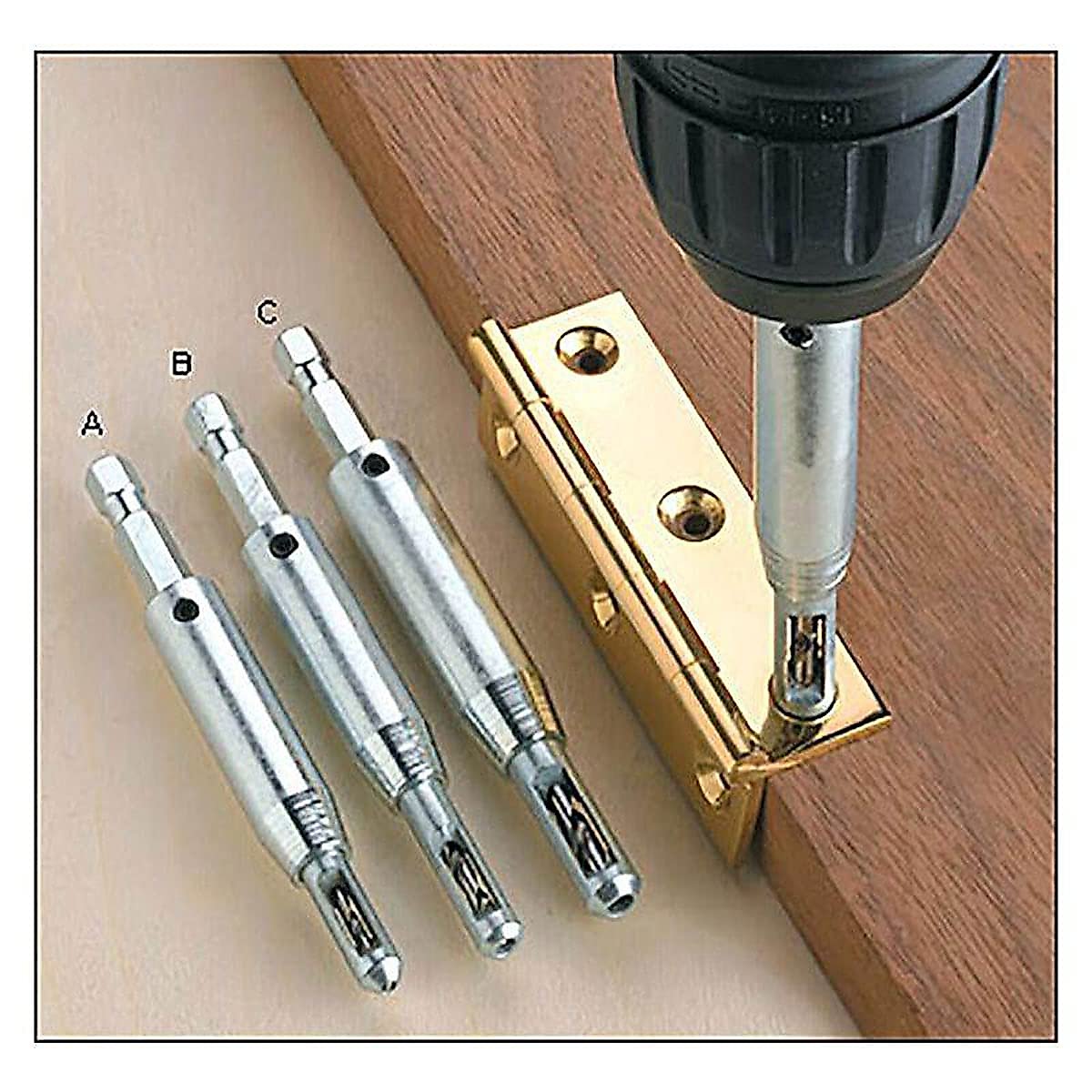 17 PCS Hinge Drill Bit Set, HSS Self Centering Drill Bits High Speed Hinge Tapper Core Drill Bit Set with Hex Key and Replacement Drill Bits for Wood Door Window Cabinet Woodworking