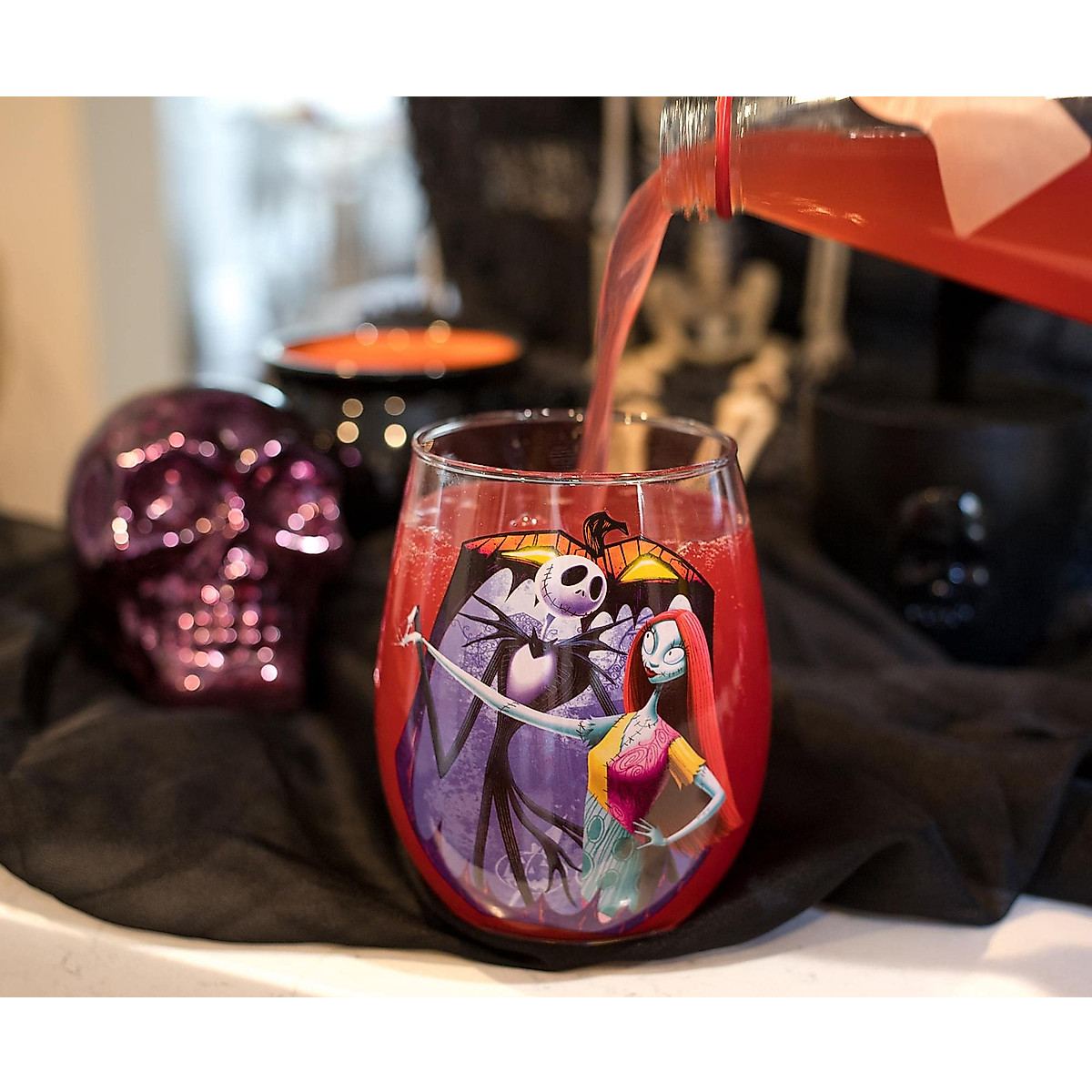 The Nightmare Before Christmas "Meant To Be" Stemless Glass | Holds 20 Ounces