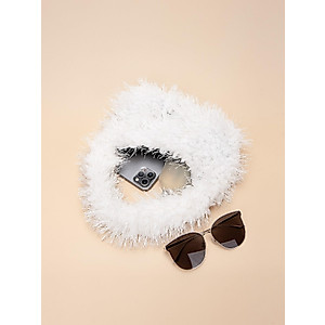 Verdusa Women's Faux Fur Fuzzy Hobo Bag Furry Handbag Purse White one-size