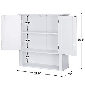 ZenStyle Bathroom Wall Cabinet Over The Toilet, White Medicine Cabinet with 2 Doors and Adjustable Inner Shelves, for Bathroom, Living Room