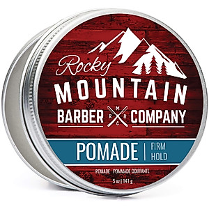 Rocky Mountain Barber Company Pomade for Men - 5 oz Tub Classic Styling Product with Strong Firm Hold for Side Part, Pompadour & Slick Back Looks – High Shine & Easy to Wash Out – Water Based