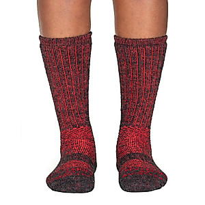 Boot Socks For Men Alpaca Blend Socks With Extra Cushion, Thermal Socks For Women Alpaca Socks Men (Red, Medium - Women 8-10, Men 7-9)