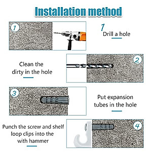 24 Pack White Down Wall Clip Closet Shelves Clips Wire Shelf Loop Clips Plastic Heavy Duty Wire Shelf Brackets Included Clips Screws and Expansion Tubes for Wire Closet Shelving