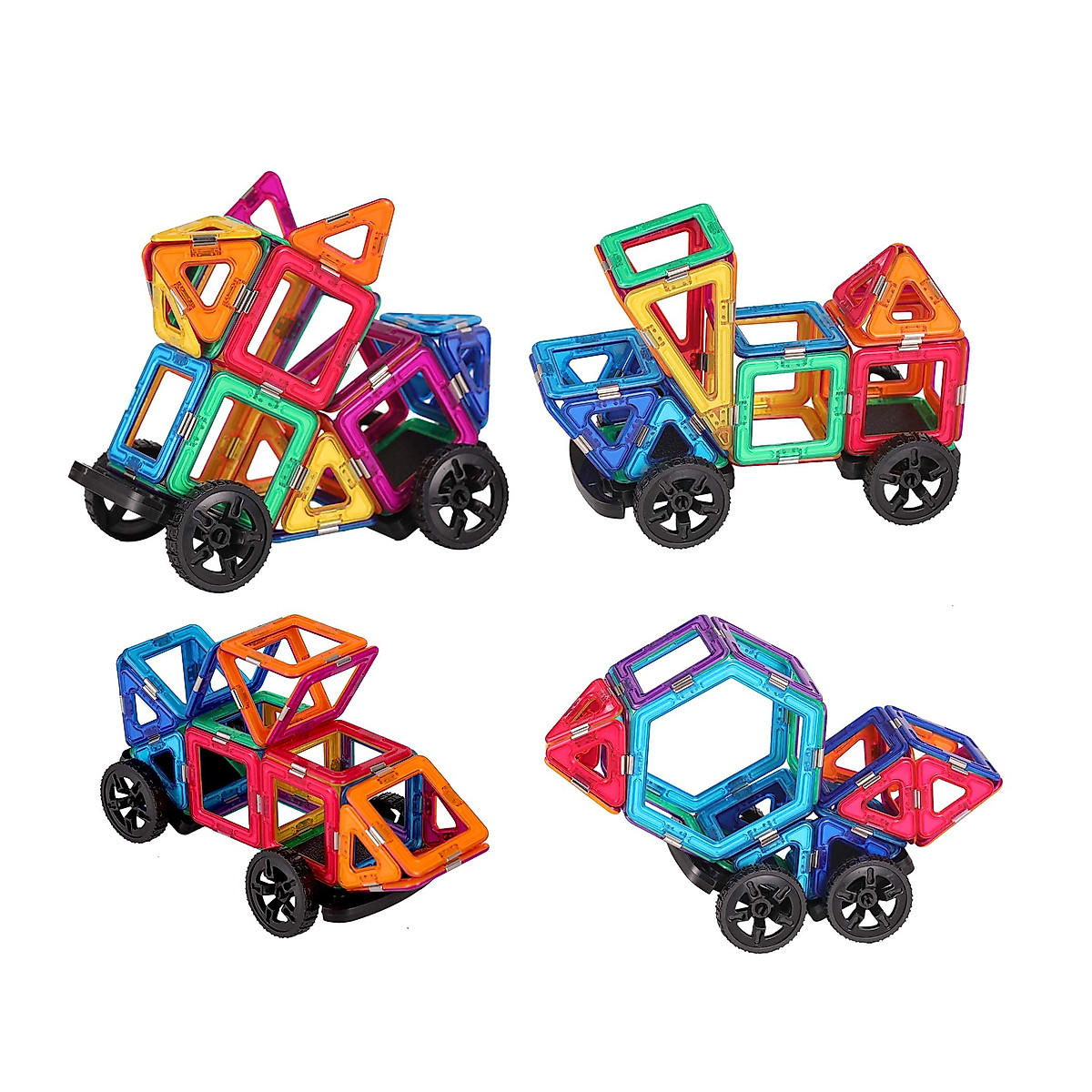 Dreambuilder Toy 162 Pieces 2nd Generation Magnetic Tiles Magnet Building Blocks with car Set and Educational Cards, Super Large Building Blocks Game Set